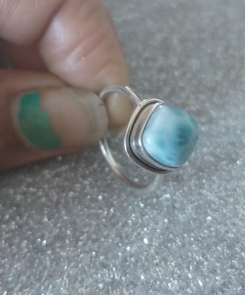 Natural Larimar Ring 925 Sterling Silver Rings Blue Larimar | Etsy