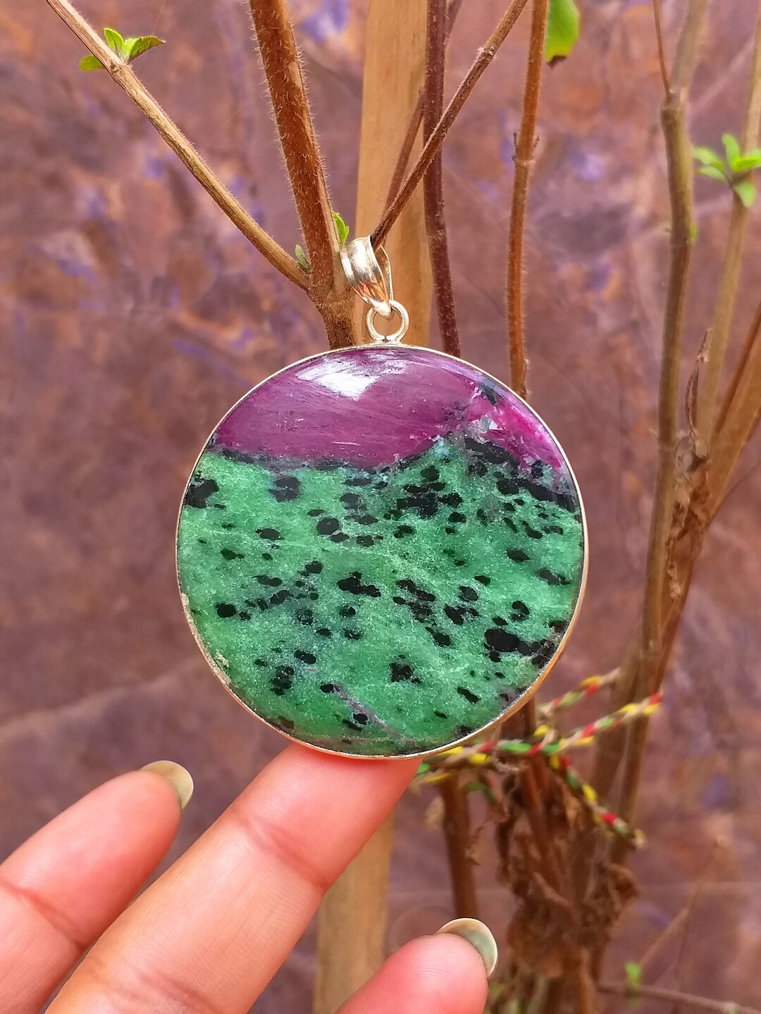 Ruby Zoisite Pendant, 925 Sterling Silver Pendant, Ruby Zoisite Cabochon, Gifts, Gifts for Her ...