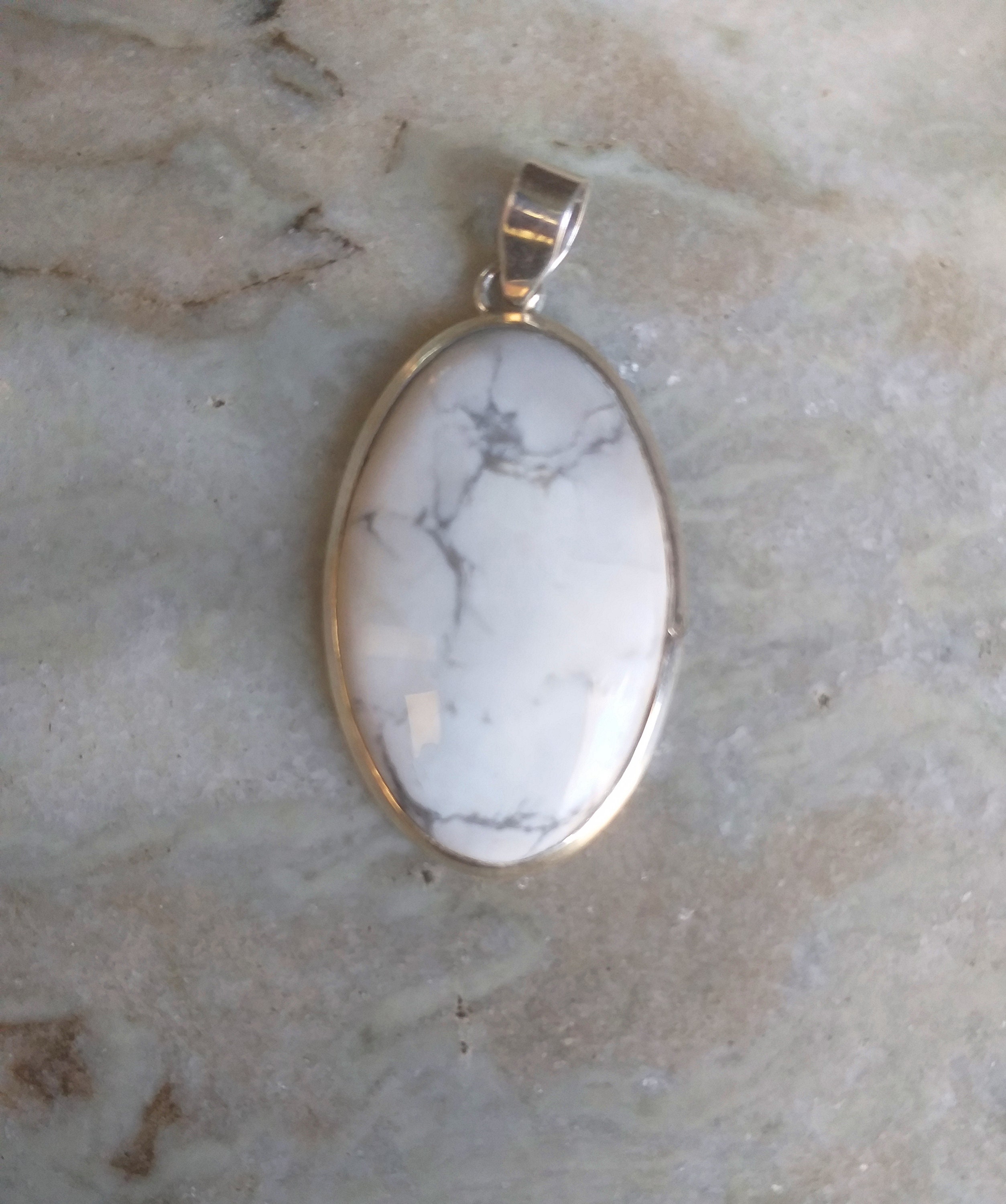 Natural Howlite Pendant 925 Silver Pendant White Buffalo - Etsy