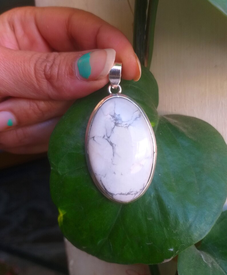 Natural Howlite Pendant 925 Silver Pendant White Buffalo - Etsy