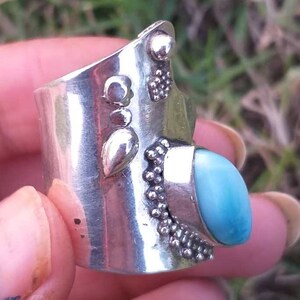 Larimar Ring,925 Sterling Silver Ring, Blue Larimar Stone, Larimar Jewerly, One of A Kind Ring ...