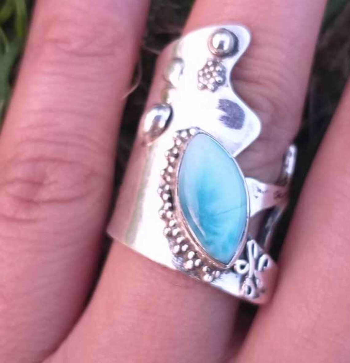 Larimar Ring925 Sterling Silver Ring Blue Larimar Stone | Etsy