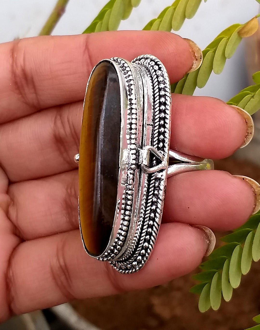 Handmade Sterling Silver Tiger Eye Poison Ring – Secret Locket - Etsy