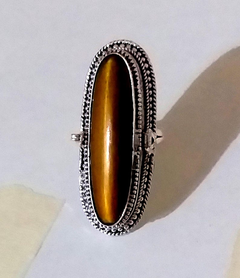 Handmade Sterling Silver Tiger Eye Poison Ring – Secret Locket - Etsy