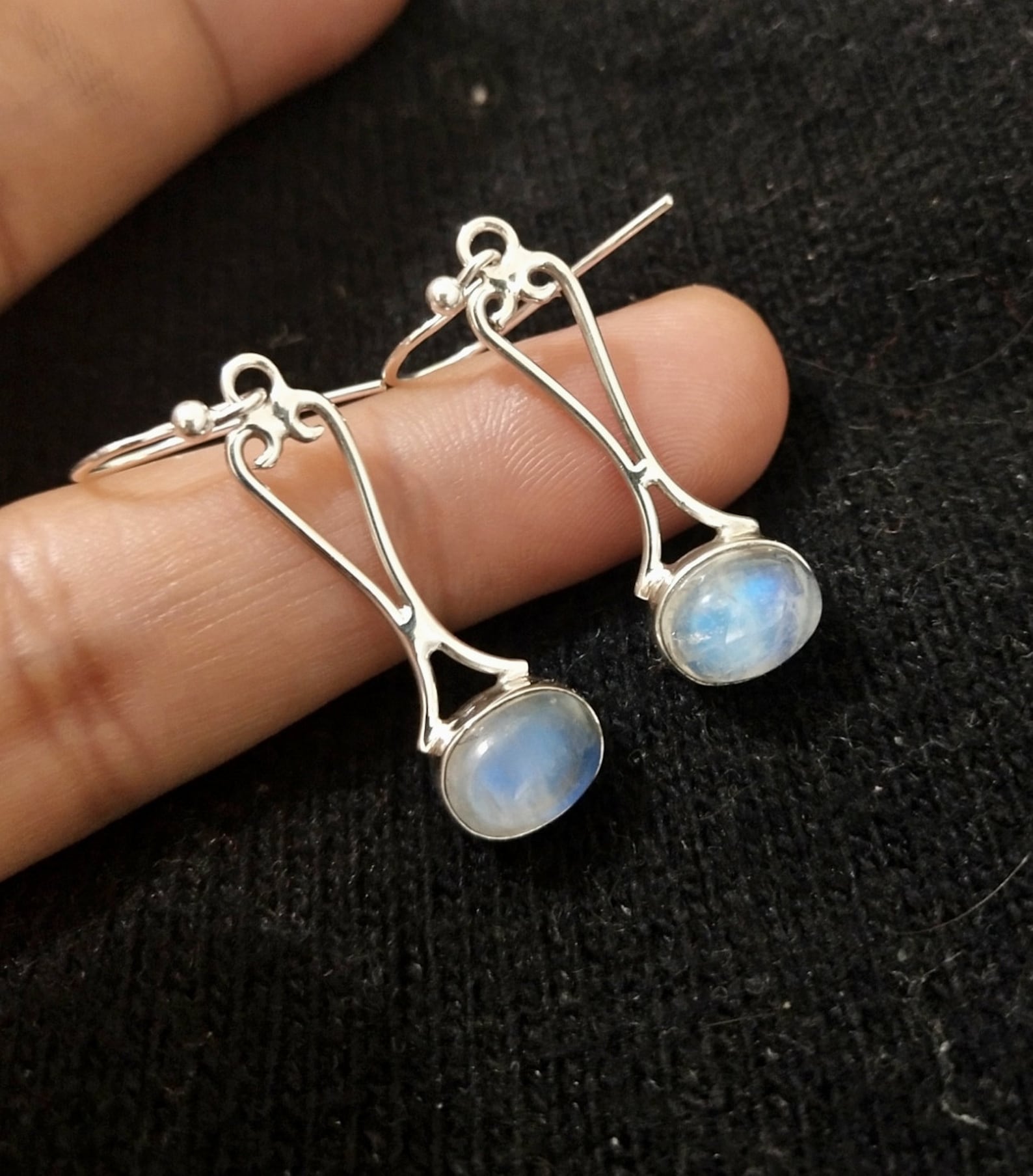 Moonstone Earring 925 Silver Earring Blue Flash Earring Bridal | Etsy