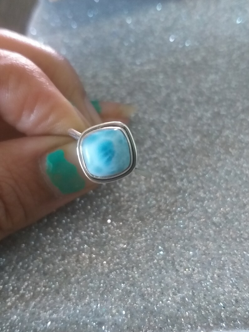 Natural Larimar Ring 925 Sterling Silver Rings Blue Larimar | Etsy