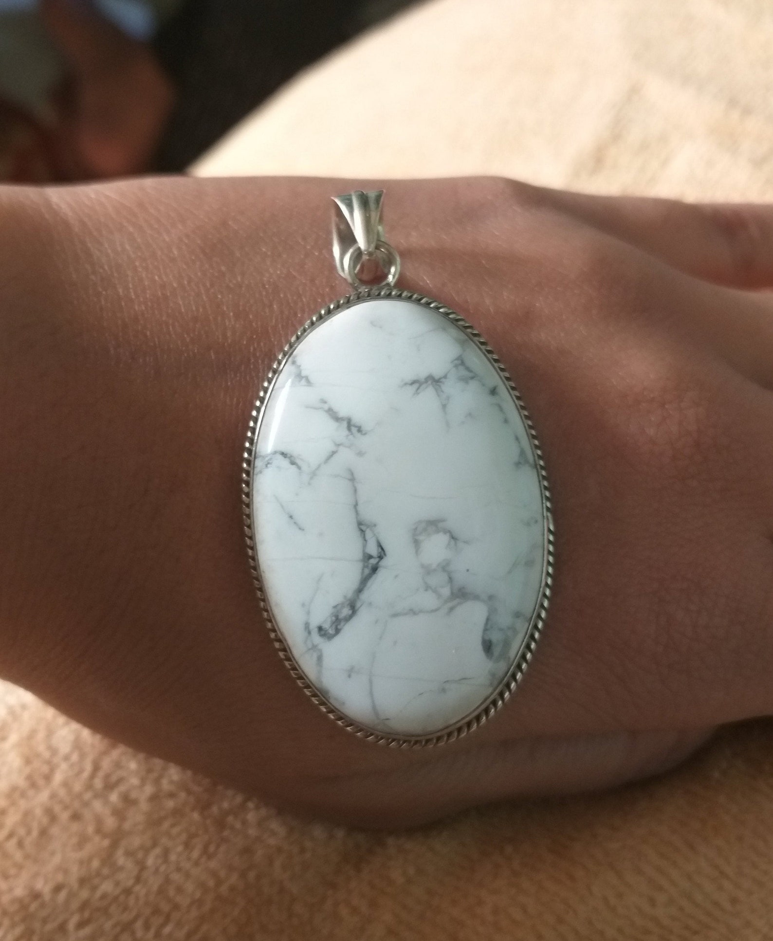 Natural Howlite Pendant 925 Silver Pendant White Buffalo - Etsy