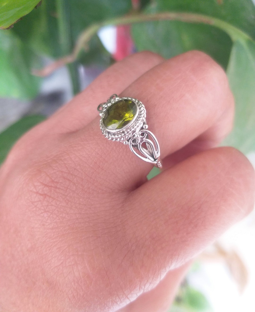 Buy Cute Peridot Ring, 925 Sterling Silver Ring, Trendy Ring, Best ...
