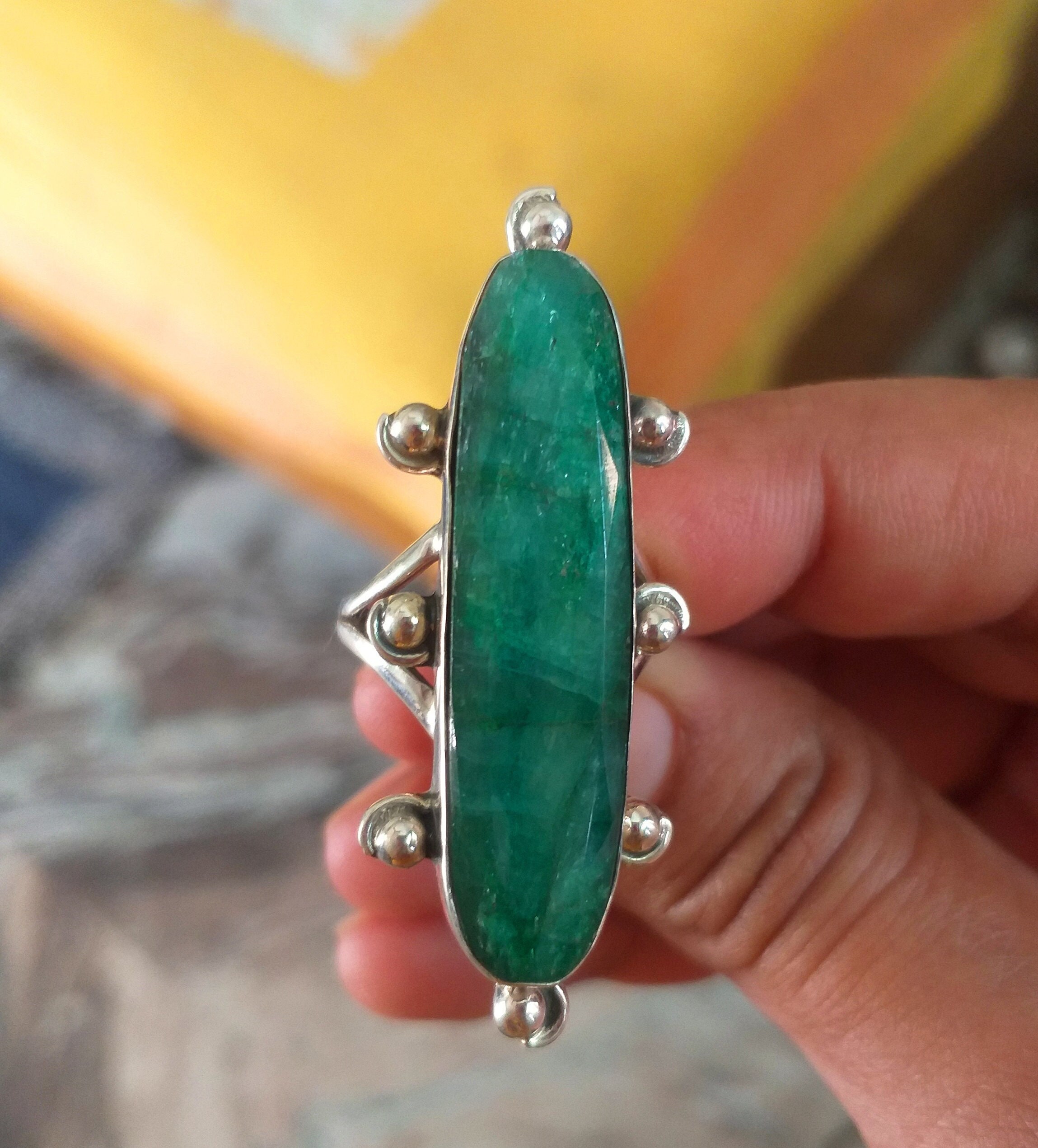 Emerald Ring 925 Sterling Silver Ring Gifts for Her Vintage | Etsy