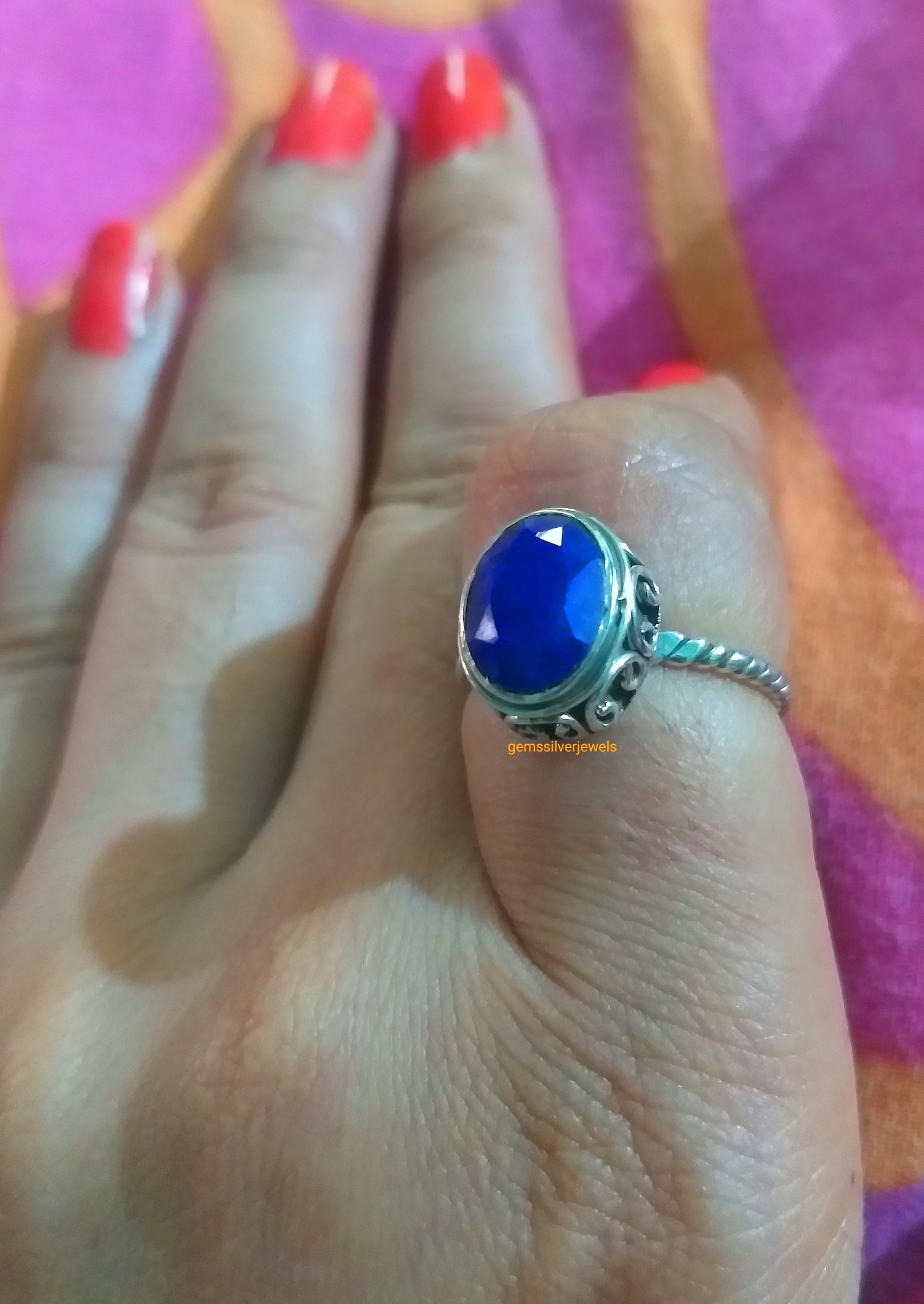 Blue Sapphire Ring 925 Sterling Silver Ring September - Etsy