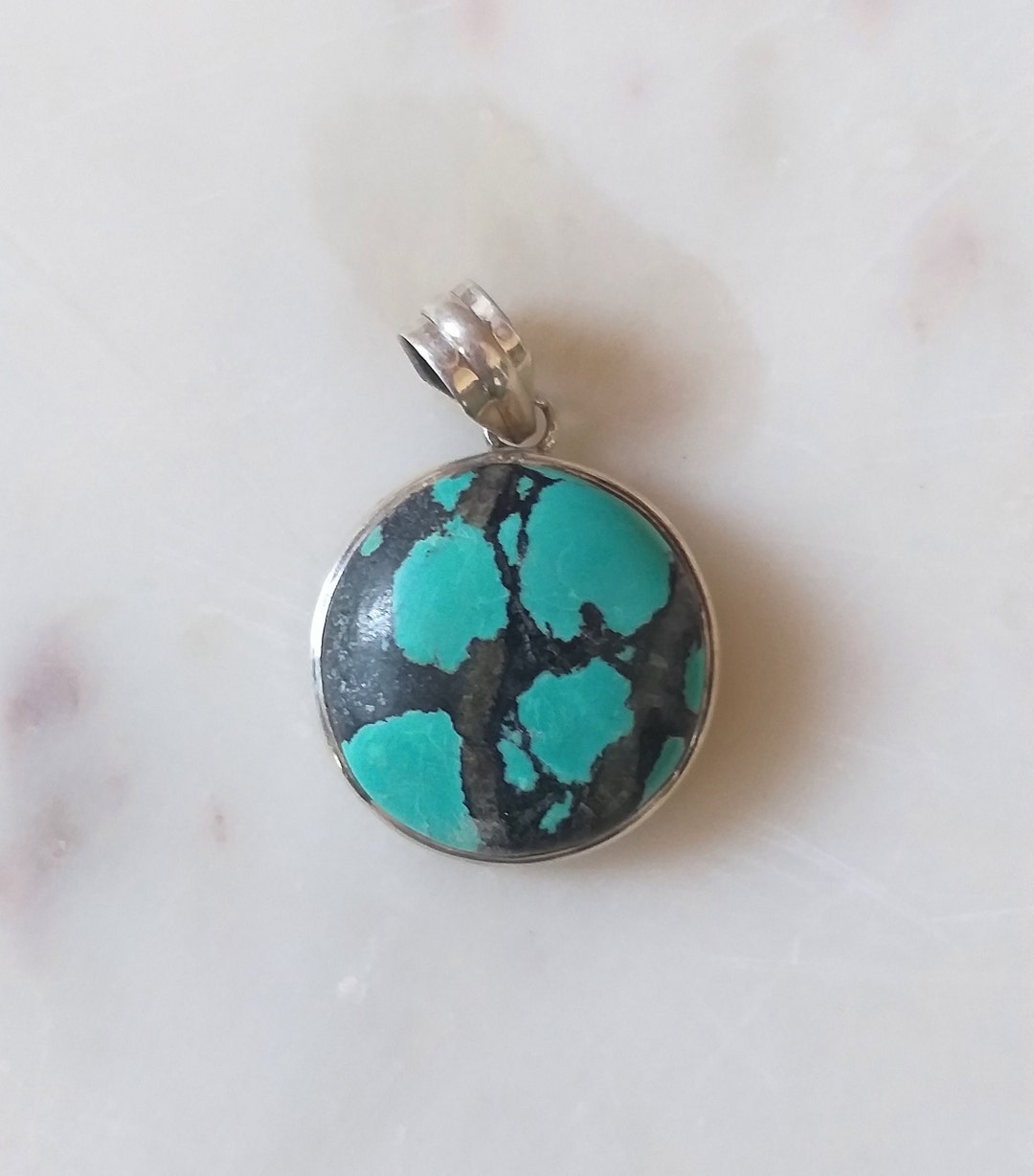 Turquoise Pendant 925 Sterling Silver Sky Blue Gemstone - Etsy