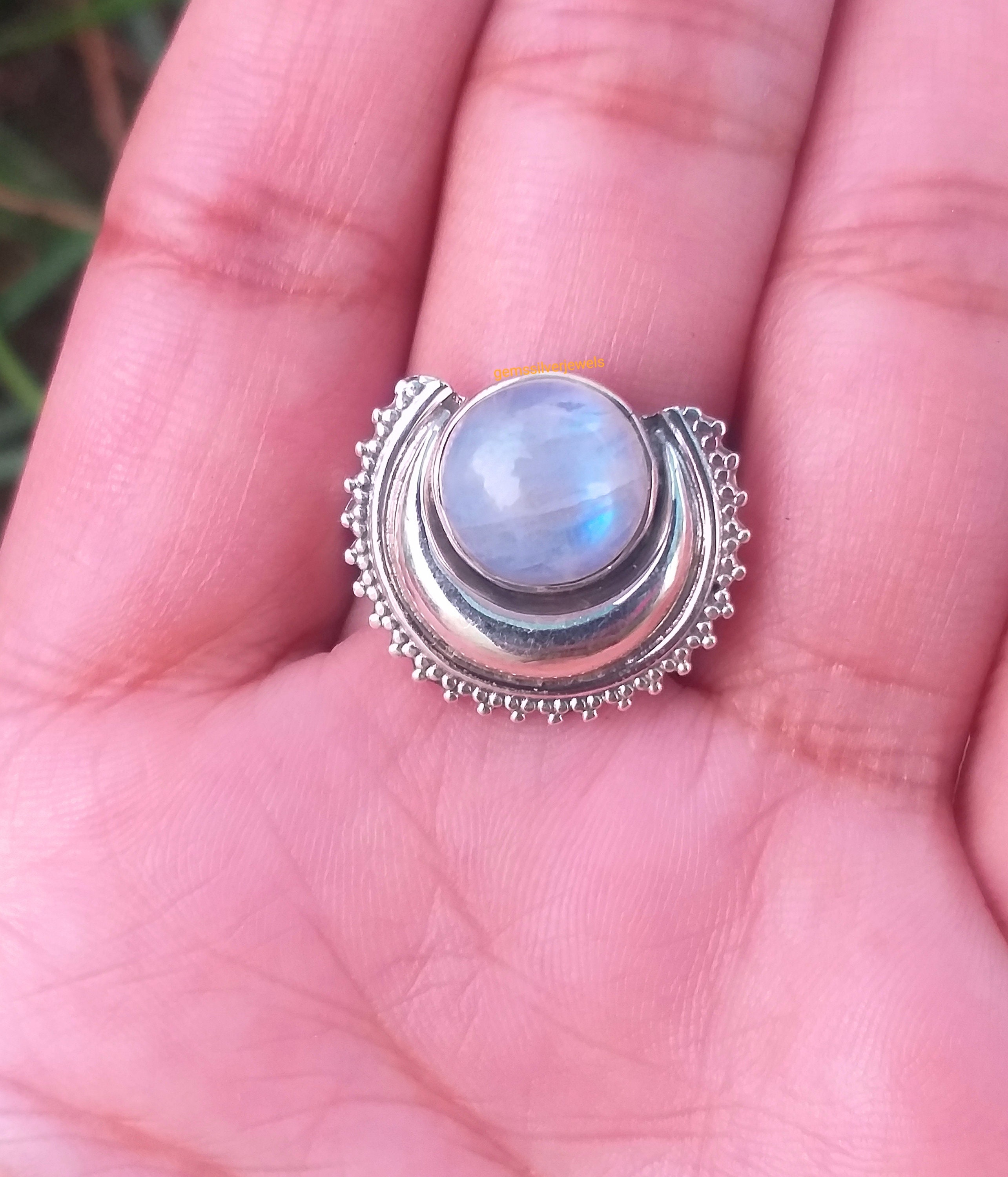 Natural Moonstone ring 925 Sterling Silver | Etsy