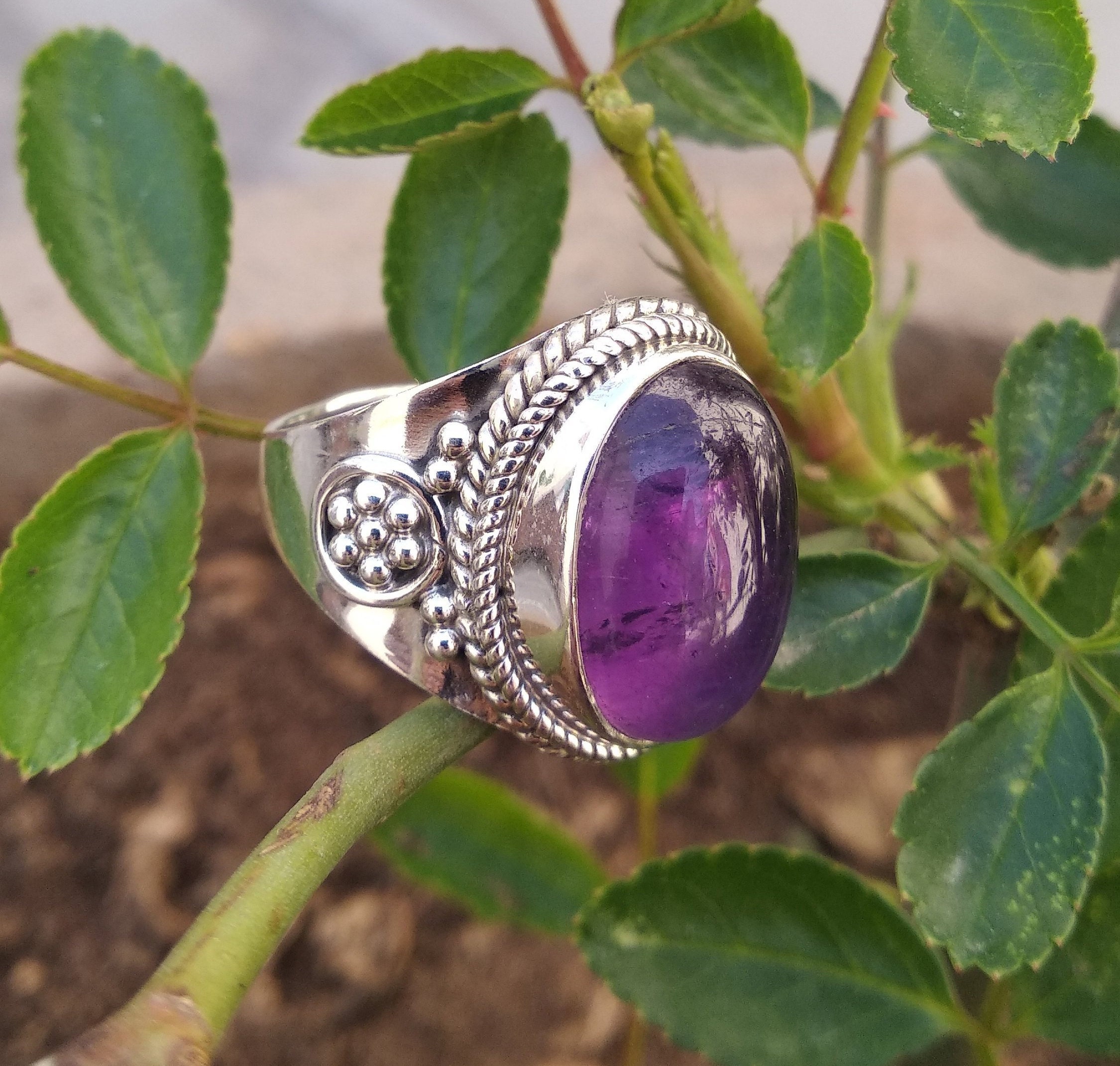 Amethyst Ring Sterling Silver Ring Real Purple Amethyst | Etsy