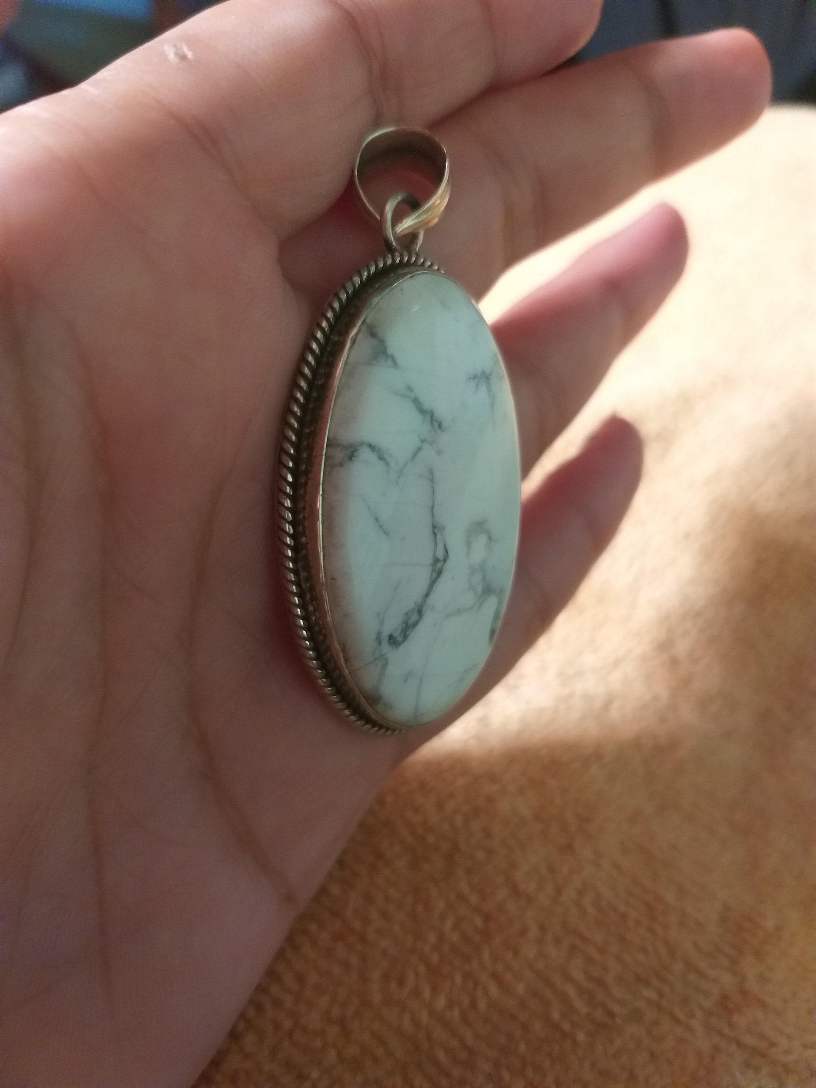 Natural Howlite pendant 925 silver pendant White buffalo | Etsy