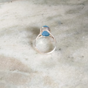 Buy Blue Chalcedony Ring Sterling Silver Ring Oval Gemstone Chalcedony Jewelry Promise Ring ...
