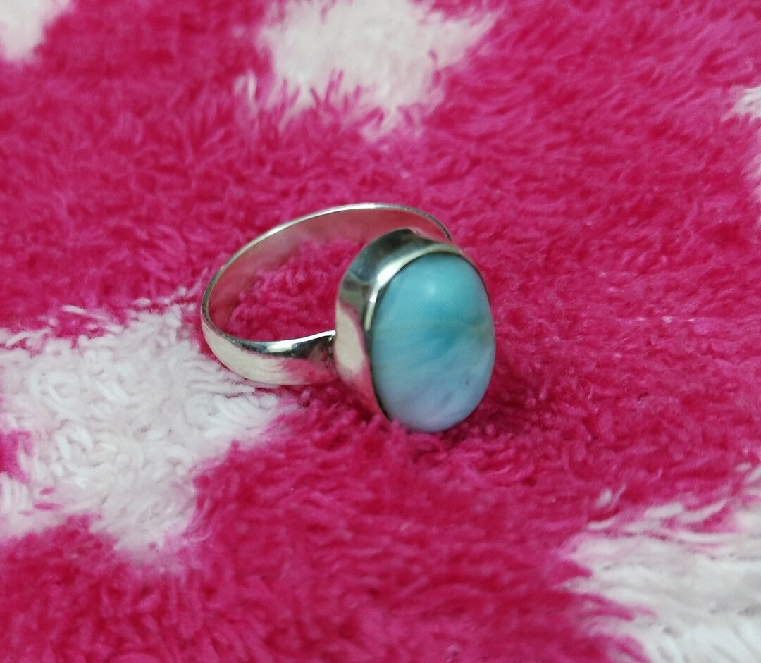 Natural Larimar Ring 925 Silver Ring Larimar Ring Dominican Republican ...