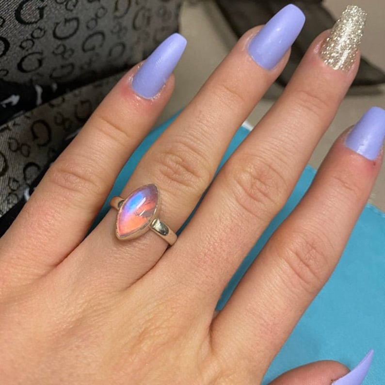 Natural Moonstone Ring 92.5% Silver Ring Pink Moonstone - Etsy