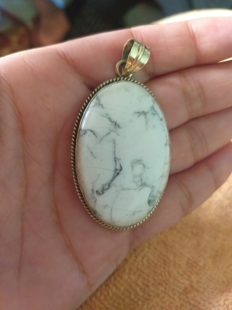 Natural Howlite Pendant 925 Silver Pendant White Buffalo - Etsy