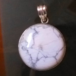 Natural Howlite Pendant 925 Silver Pendant White Buffalo - Etsy