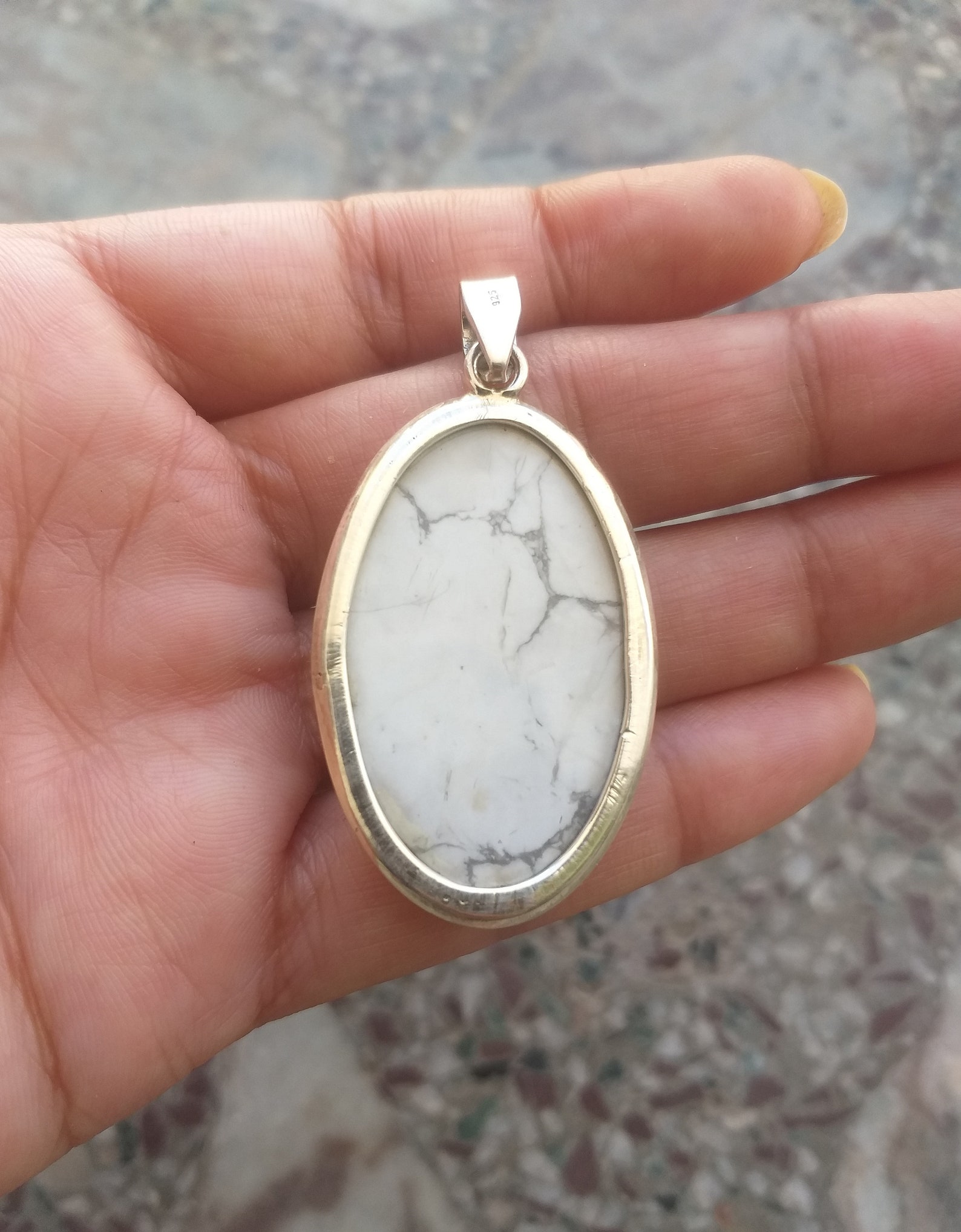 Natural Howlite Pendant 925 Silver Pendant White Buffalo - Etsy