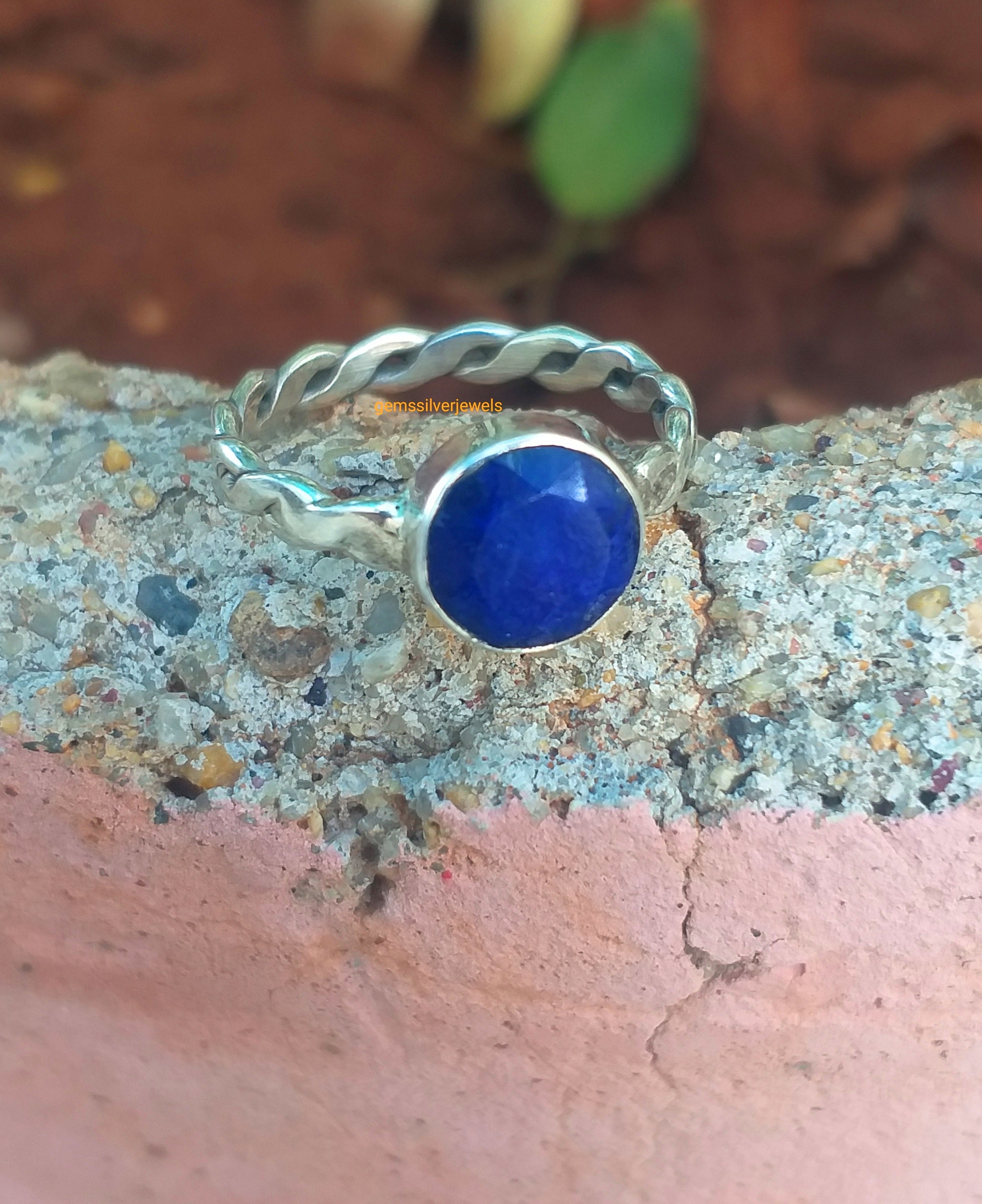 Blue Sapphire Ring 925 Sterling Silver Ring September - Etsy India