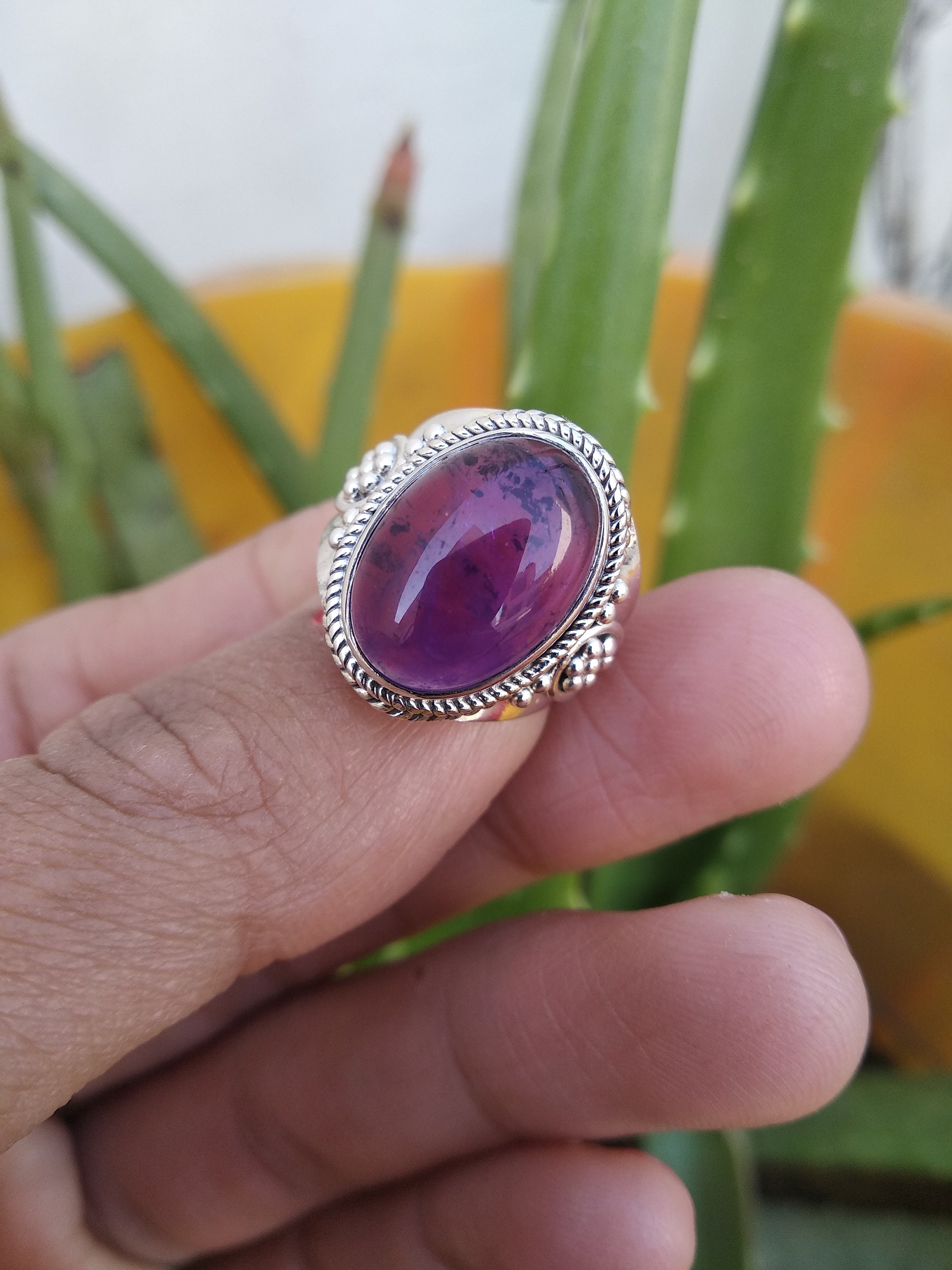 Amethyst Ring Sterling Silver Ring Real Purple Amethyst | Etsy