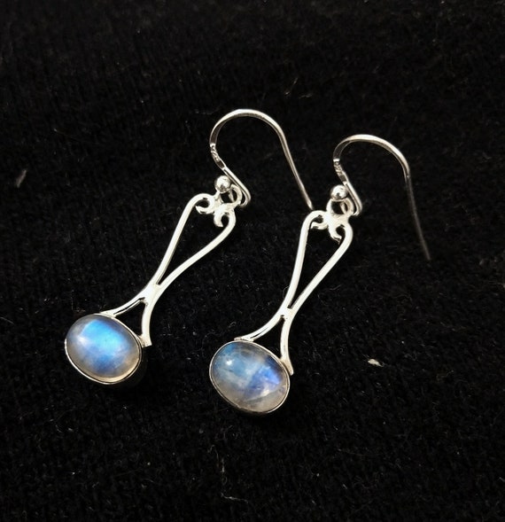Moonstone Earring 925 Silver Earring Blue Flash Earring Bridal | Etsy