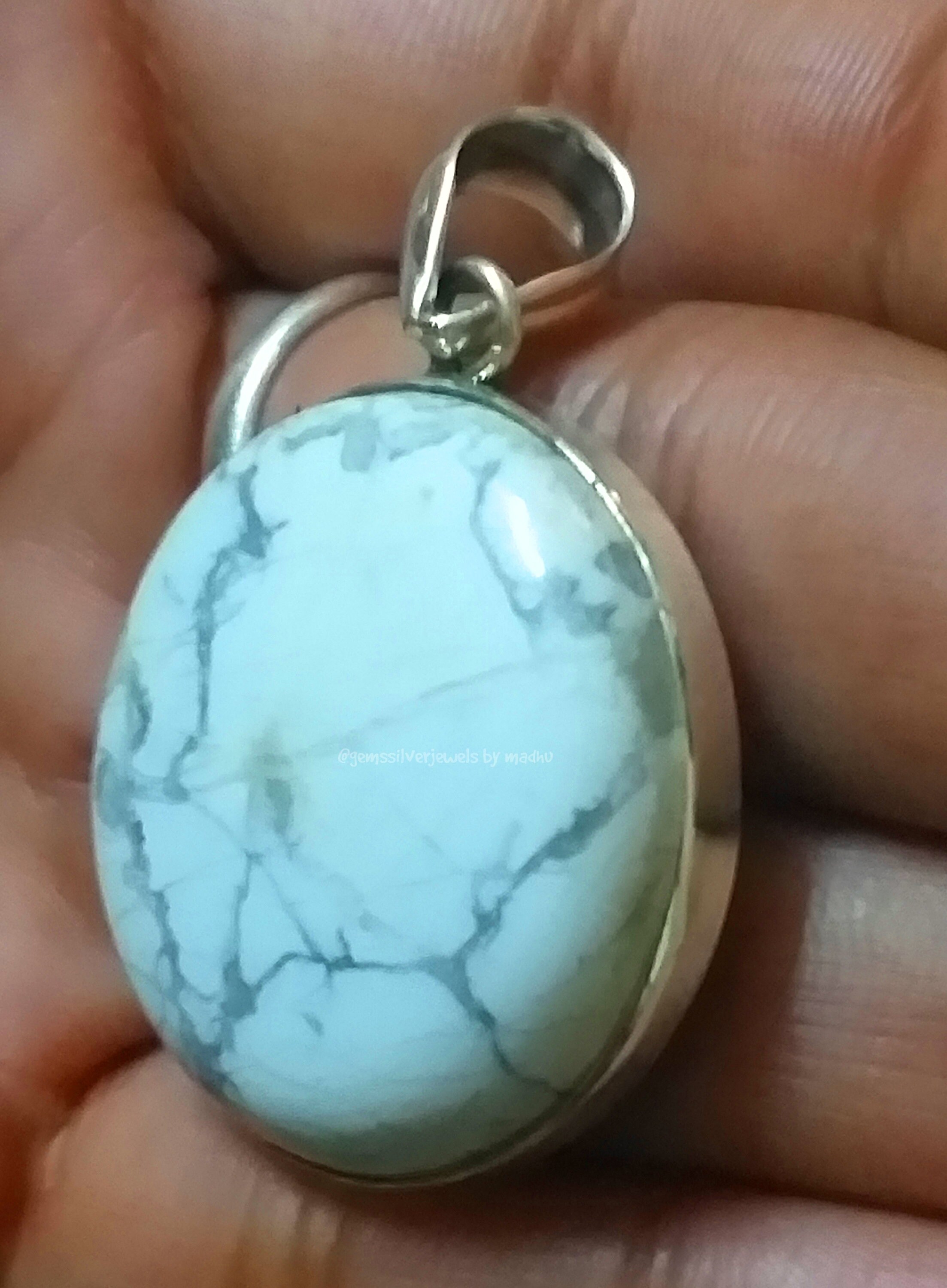 Natural Howlite pendant 925 silver pendant White buffalo | Etsy