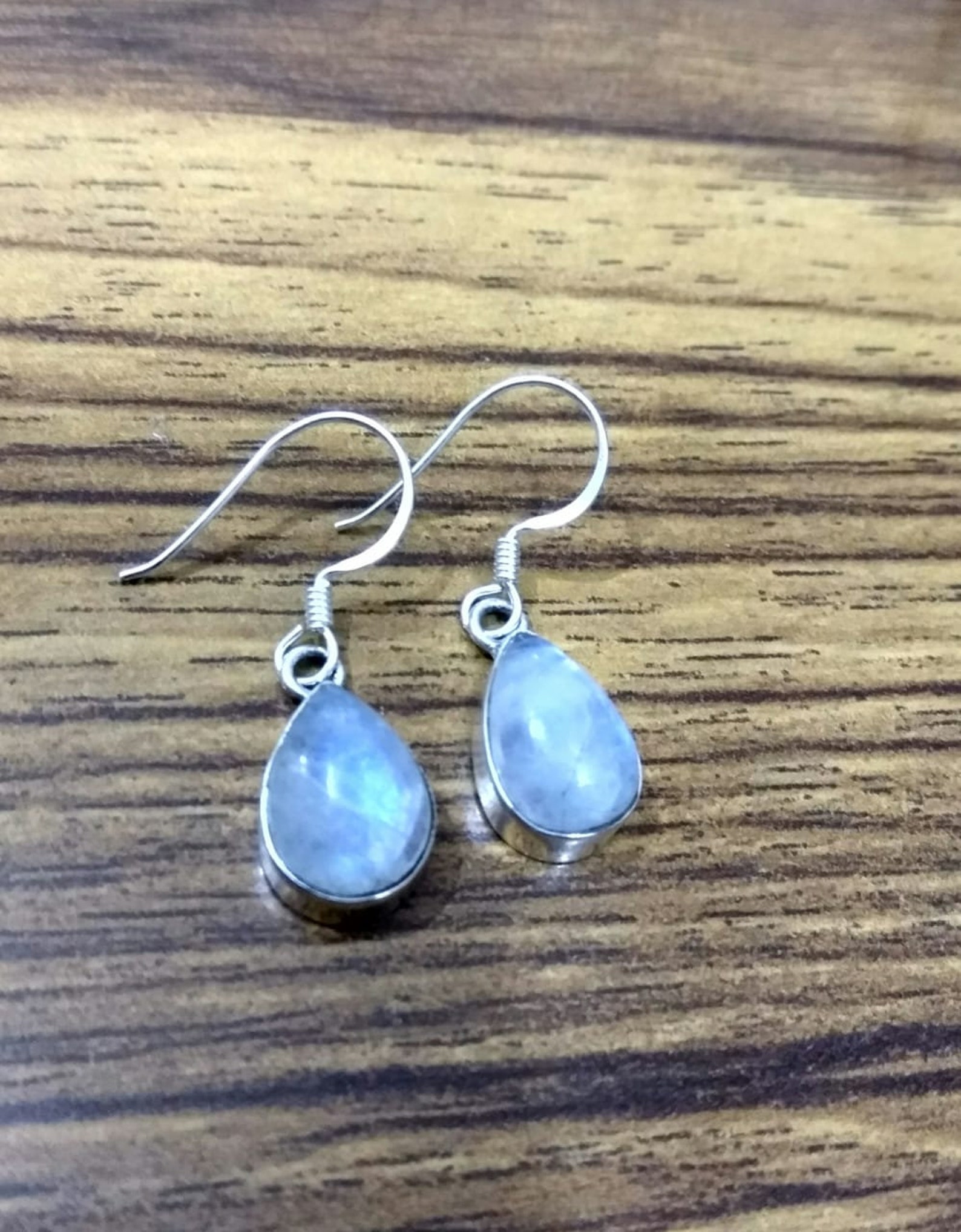 Moonstone Earrings Sterling Silver Earrings Blue Flash | Etsy