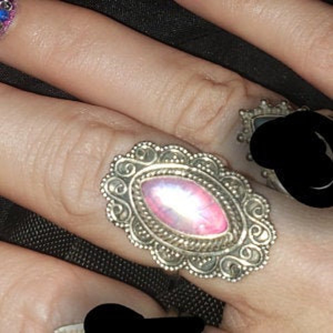 Pink Moonstone Ring 925 Silver Rainbow Moonstone Ring - Etsy