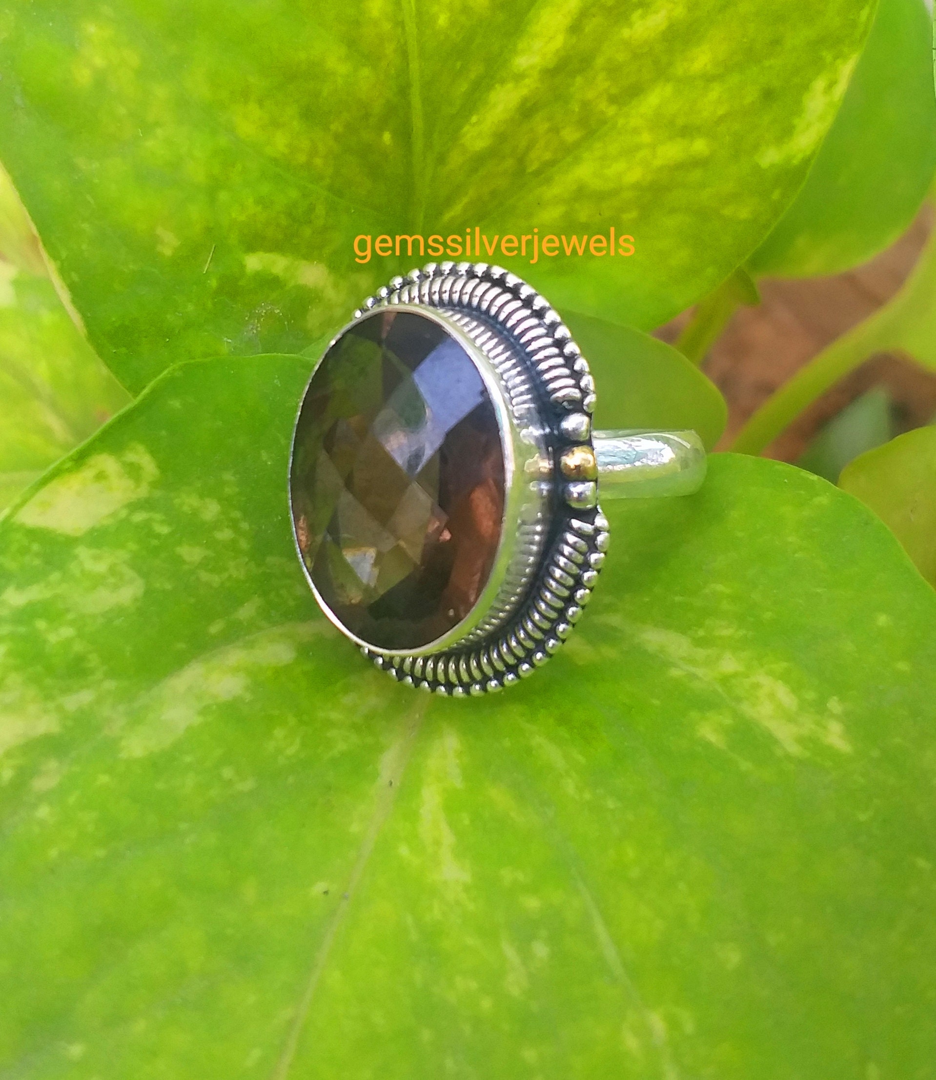 Smoky Quartz Ring 925 Silver Ring Natural Quartz jewelry | Etsy