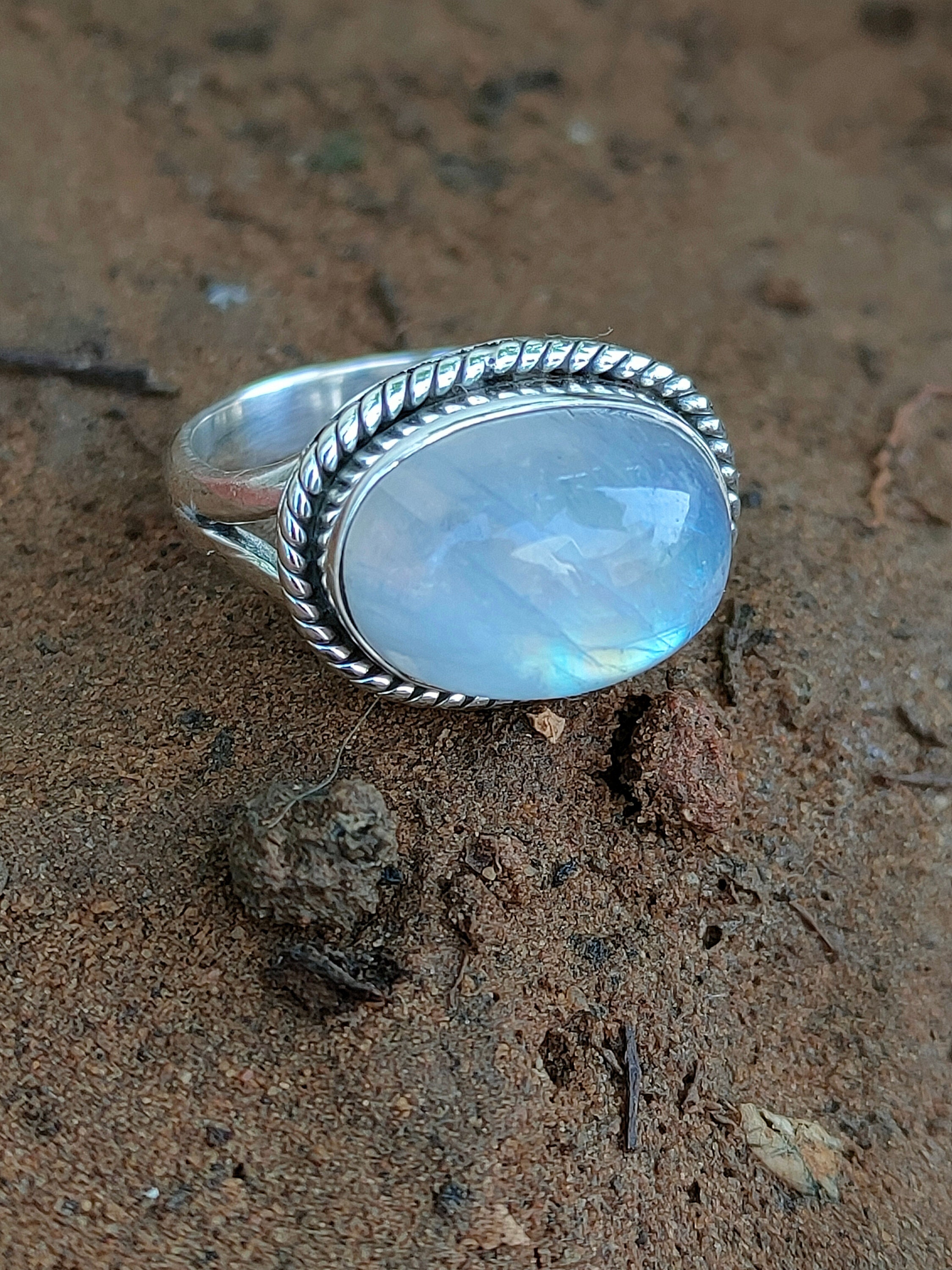 Moonstone Ring 925 Sterling Silver Natural Moonstone Ring | Etsy