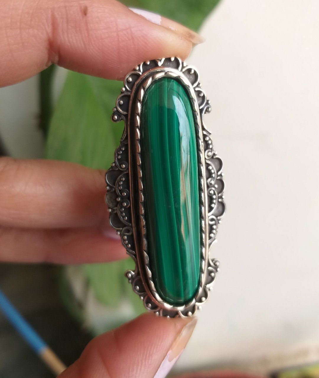 Malachite Ring, 925 Silver Ring, Green Malachite Ring, Ring for Women ...