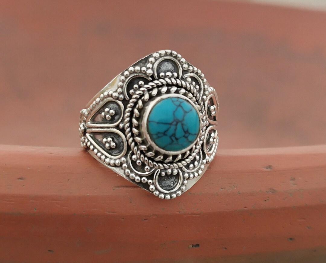 Turquoise Ring, 92.5% Silver Ring,turquoise Jewelry,boho Statements ...