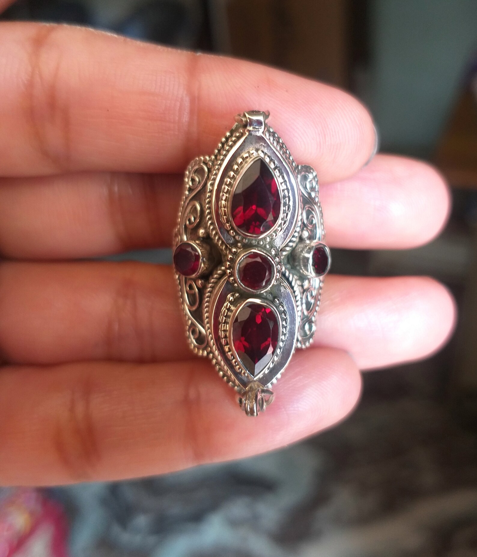 Natural Garnet Poison Box Ring 925 Sterling Silver Ring Pill - Etsy