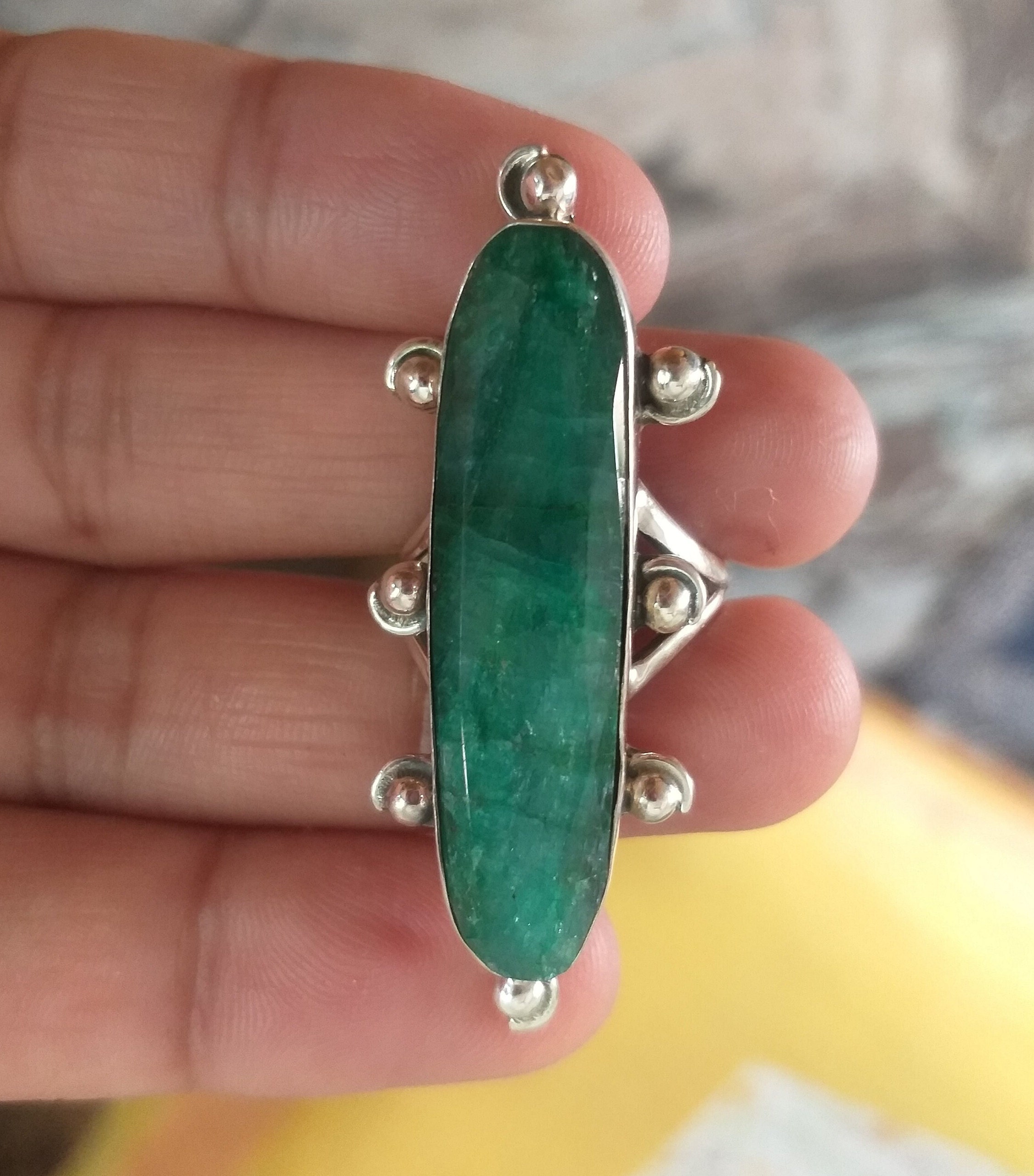 Emerald Ring 925 Sterling Silver Ring Gifts for Her Vintage | Etsy