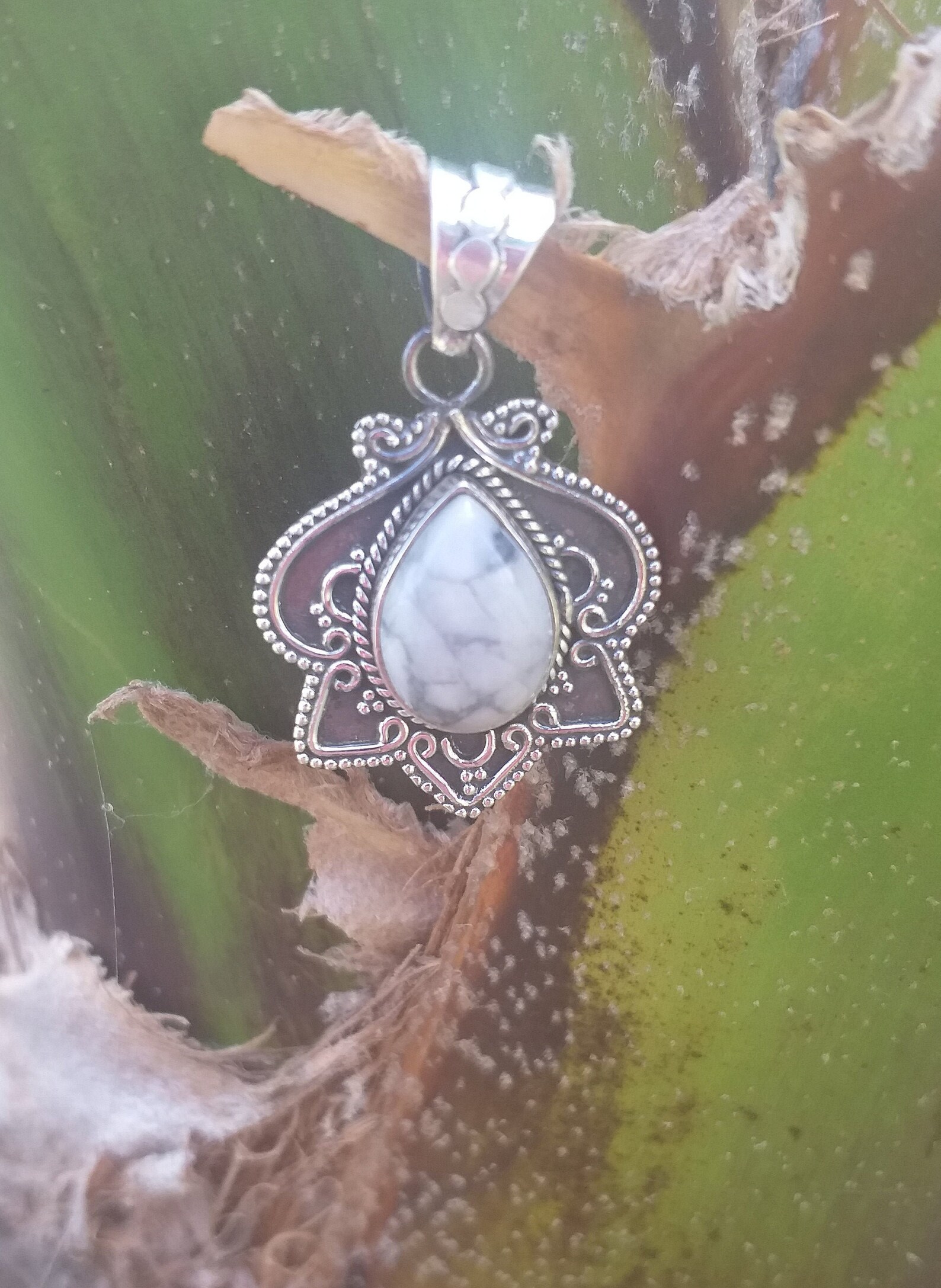 Natural Howlite Pendant 925 Silver Pendant White Buffalo - Etsy