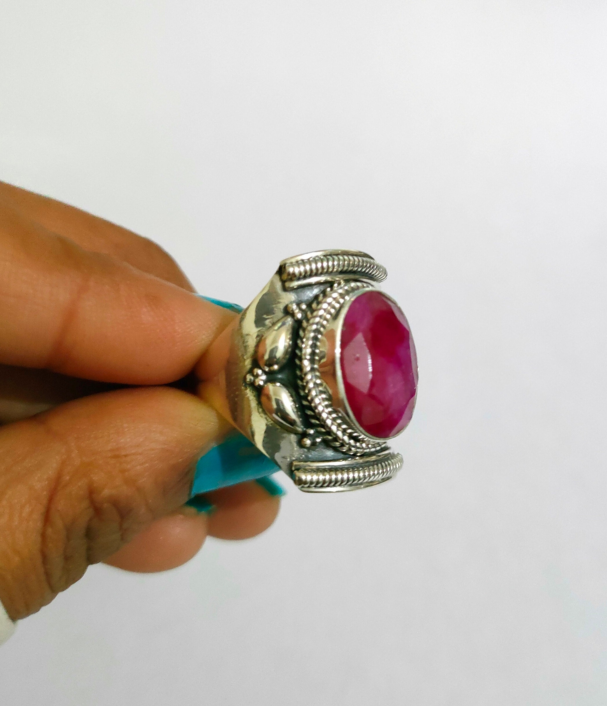 Ruby Ring 925 Silver Ring Red Ruby Gemstone Ring July - Etsy