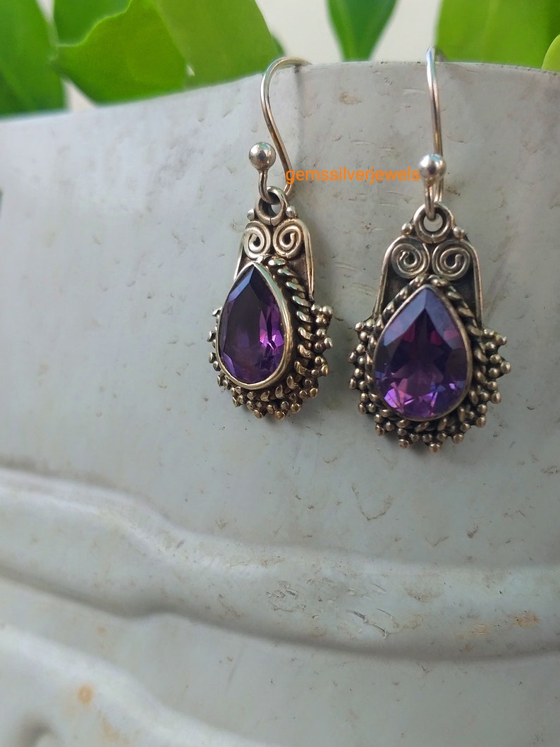 Amethyst Earring 925 Sterling Silver Wedding Gift Vintage | Etsy
