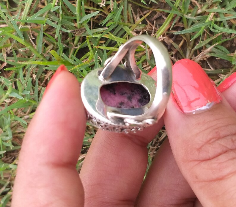 Natural Rhodonite Ring 925 Sterling Silver Ring RHODONITE | Etsy