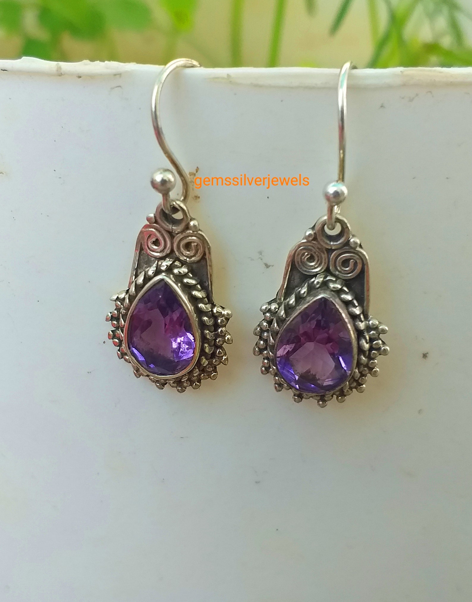 Amethyst Earring 925 Sterling Silver Wedding Gift Vintage | Etsy