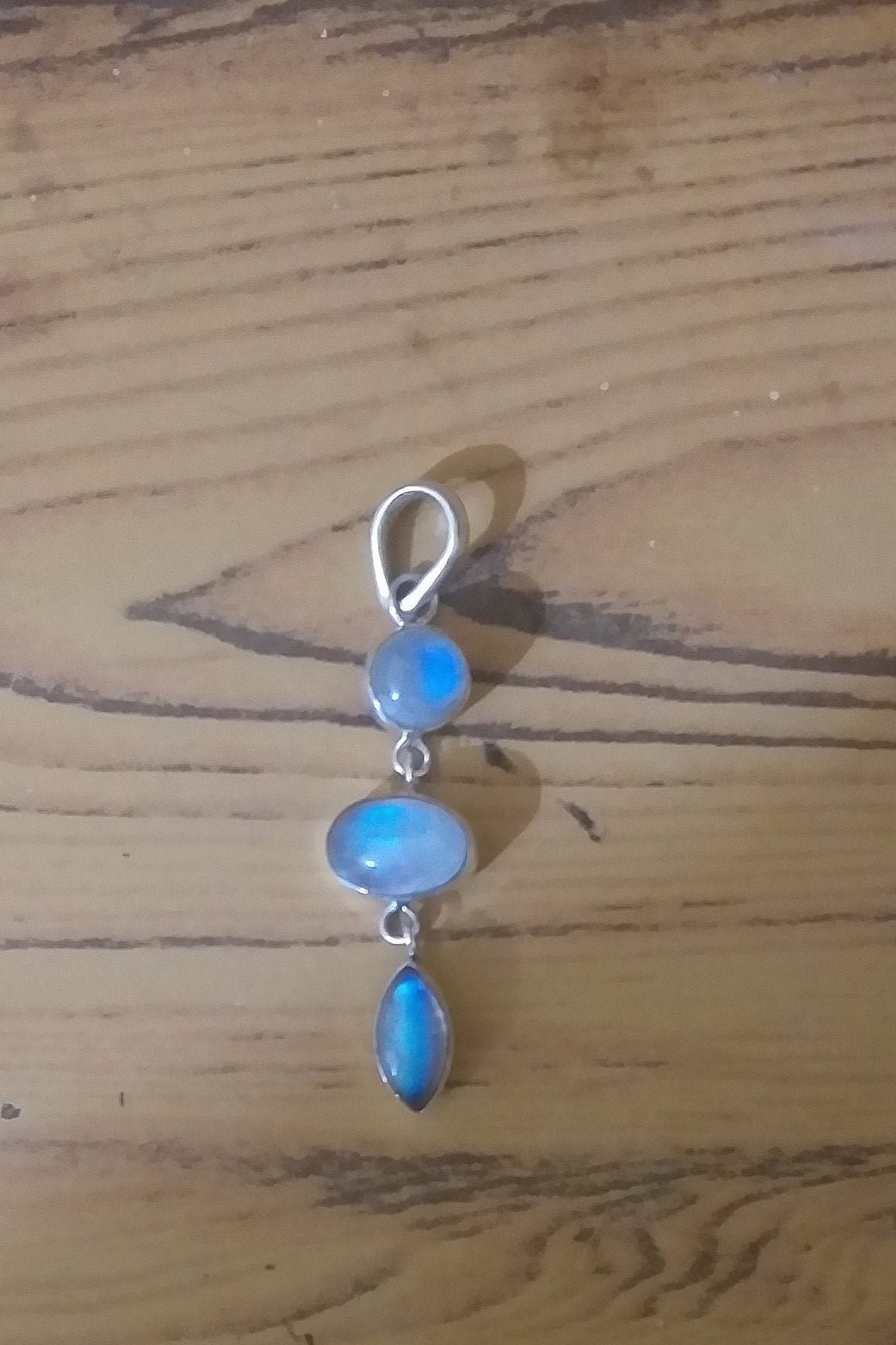 Moonstone Pendant Three Stone Pendant 925 Silver Pendant | Etsy