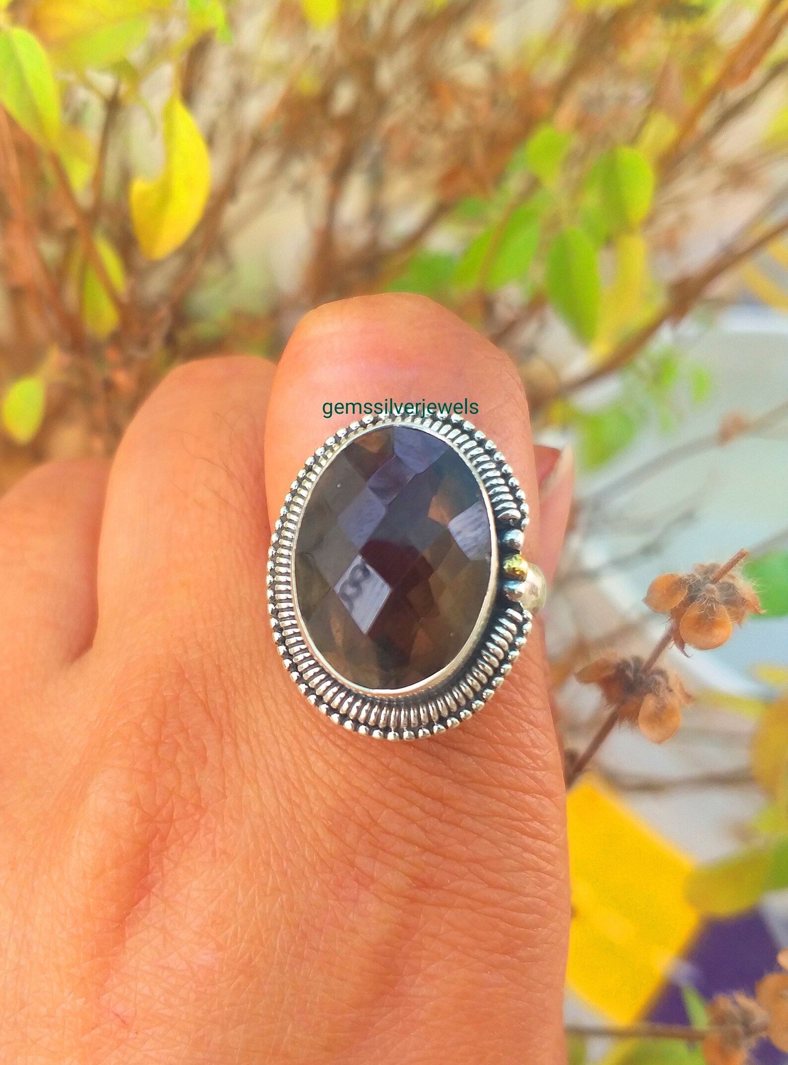 Smoky Quartz Ring 925 Silver Ring Natural Quartz jewelry | Etsy