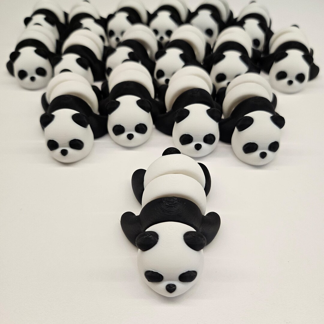 3D Printed Baby Panda Articulated Flexible Fidget Toy | 3D Print Black ...