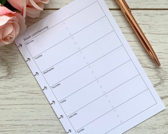 A5 Undated Horizontal Weekly Discbound Planner Inserts A5 | Etsy UK