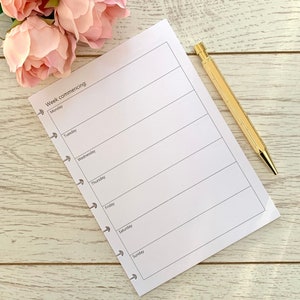 A5 Undated Horizontal Weekly Discbound Planner Inserts 1WO1P - Etsy UK