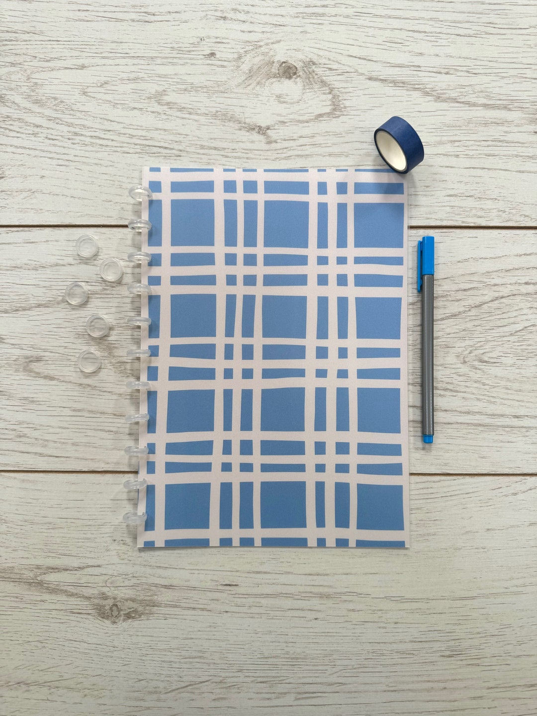 Blue A4 Discbound Journal | Blue Checked Refillable A4 Discbound ...
