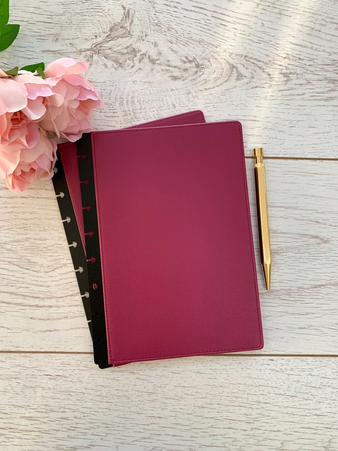 Pink Faux Leather A5 Wide Discbound Planner Cover | Pink A5 Discbound ...
