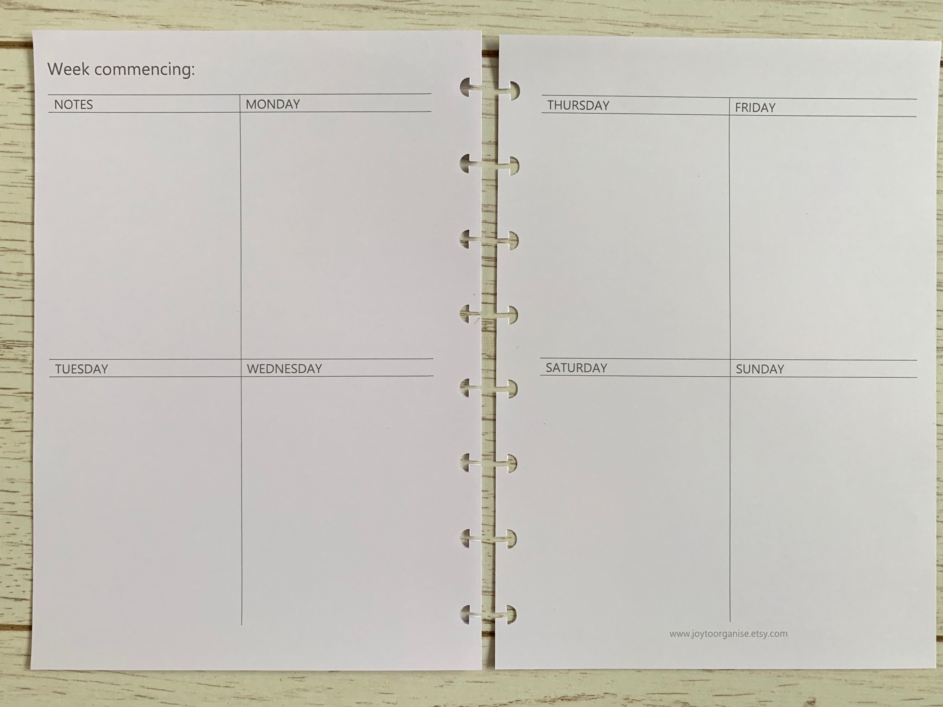 A5 UNDATED Weekly Discbound Planner Inserts 1WO2P - Etsy