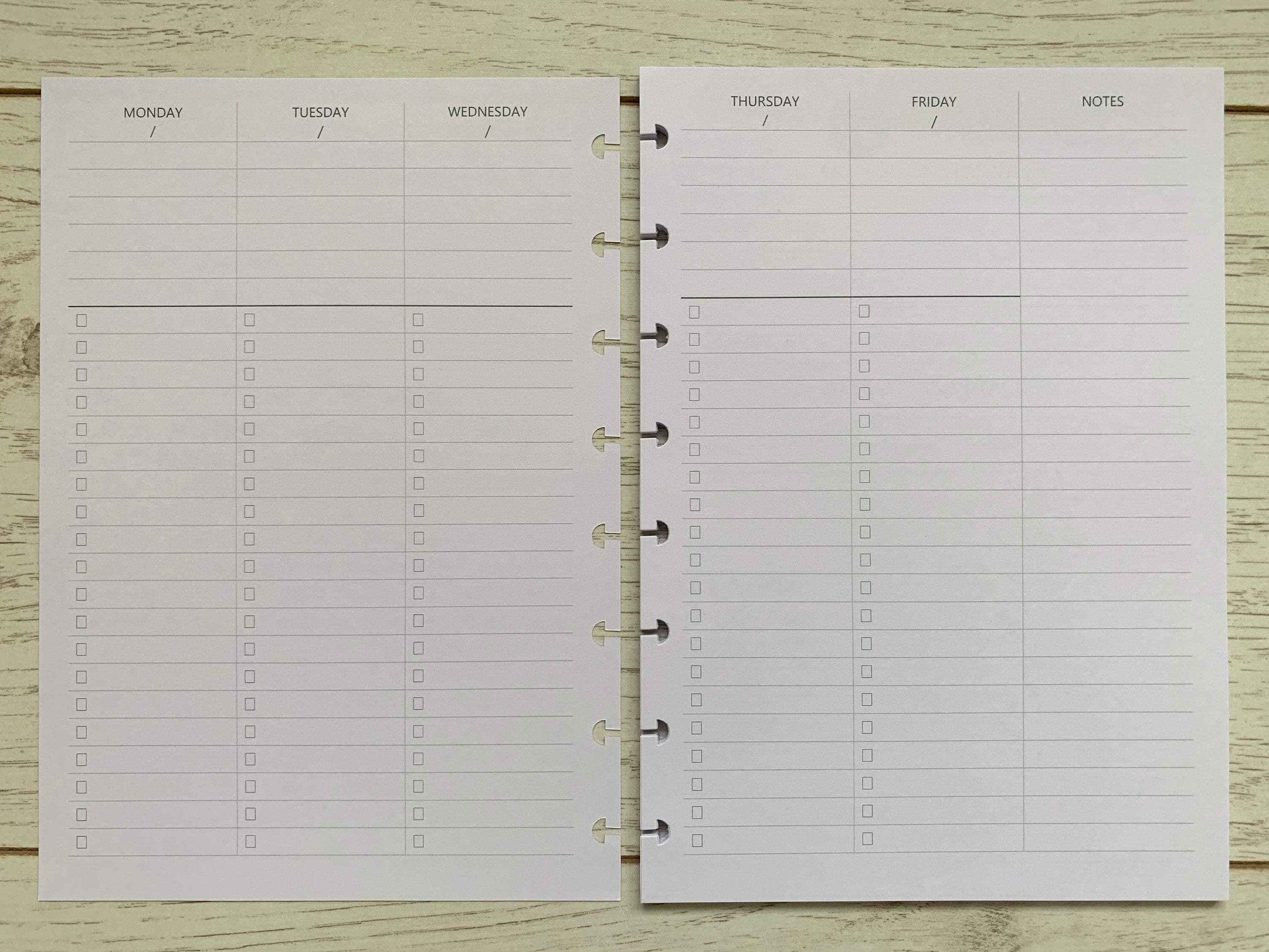 Undated Weekly A5 Discbound Planner Inserts | Discbound Vertical A5 ...